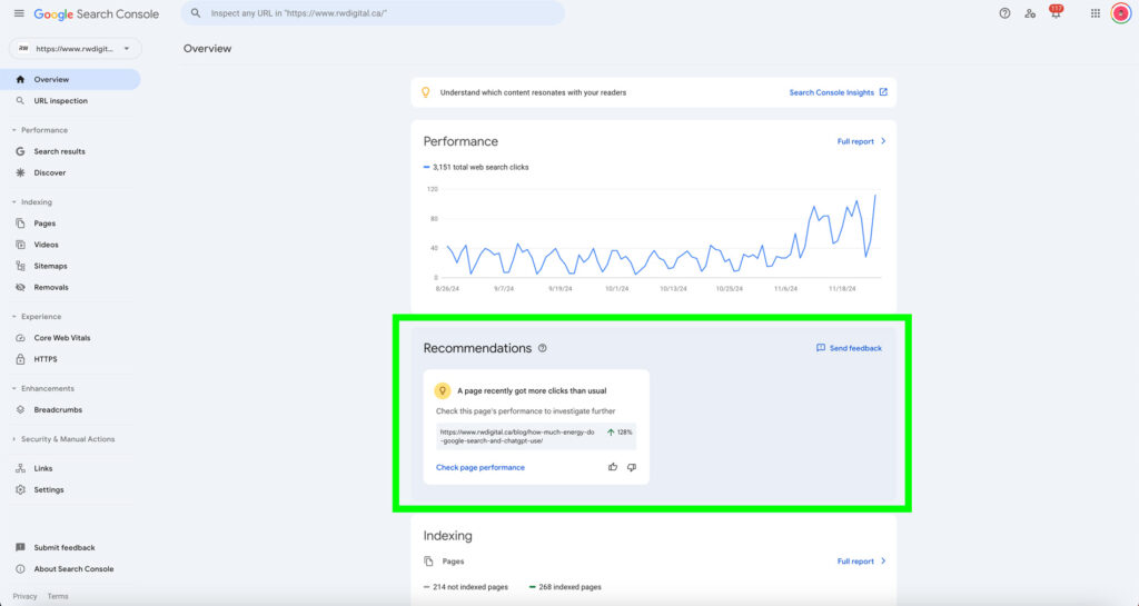 Google Search Console Recommendations Section Is Fully Live - RW ...